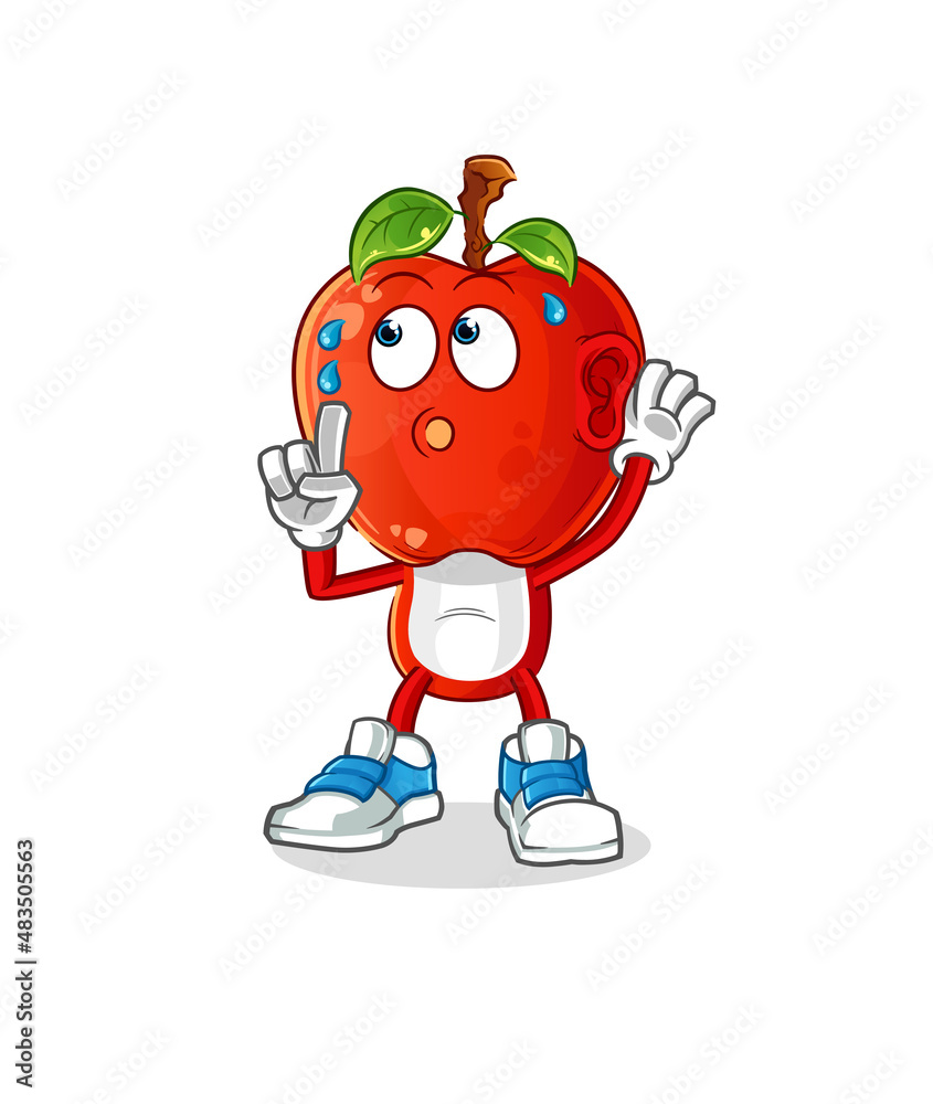 apple head cartoon eavesdropping vector. cartoon character Stock Vector ...