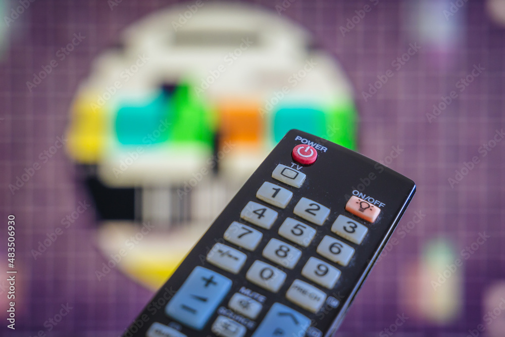 Remote control for TV and characteristic no signal screen Stock Photo ...