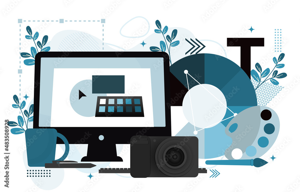 Graphic Designer Digital Graphic Drawing Tool Flat Design Illustration ...