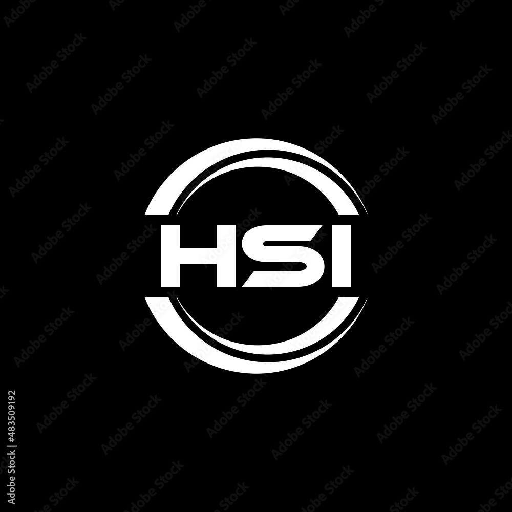 HSI letter logo design with black background in illustrator, vector ...