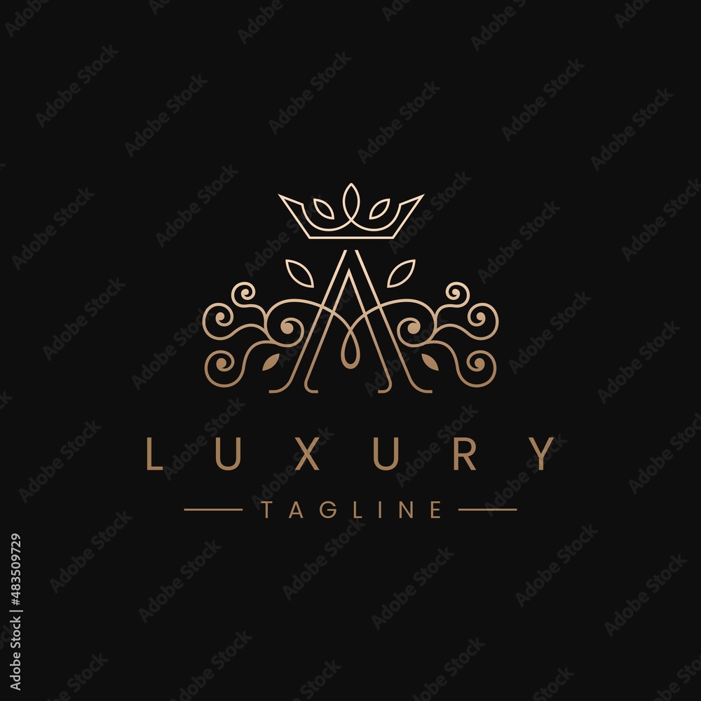 Letter A Royal Luxury Logo Design Stock Vector | Adobe Stock