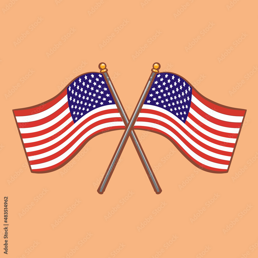 Hand drawn cartoon illustration of American flag Stock Vector | Adobe Stock