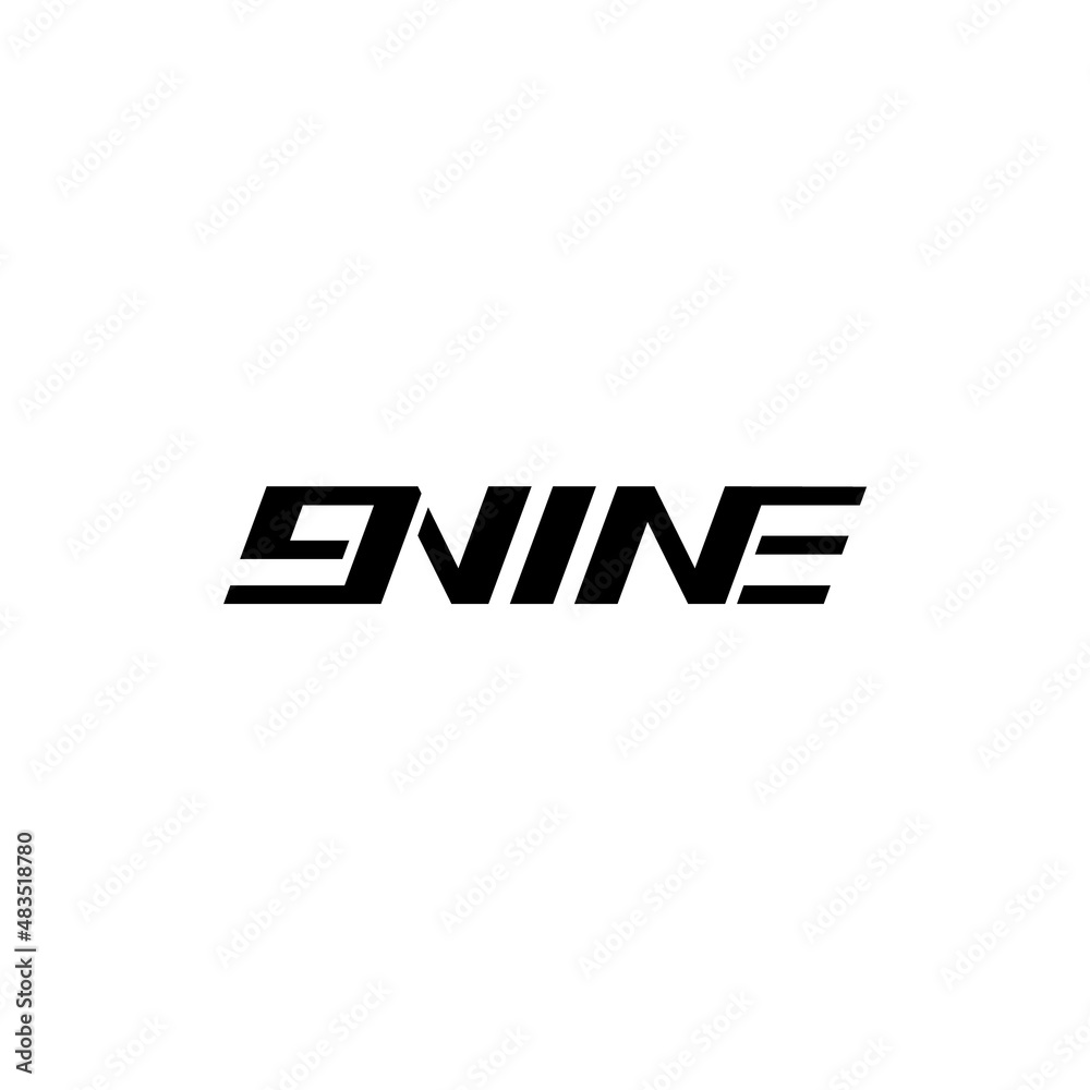 Nine text typography logo design. Stock Vector | Adobe Stock
