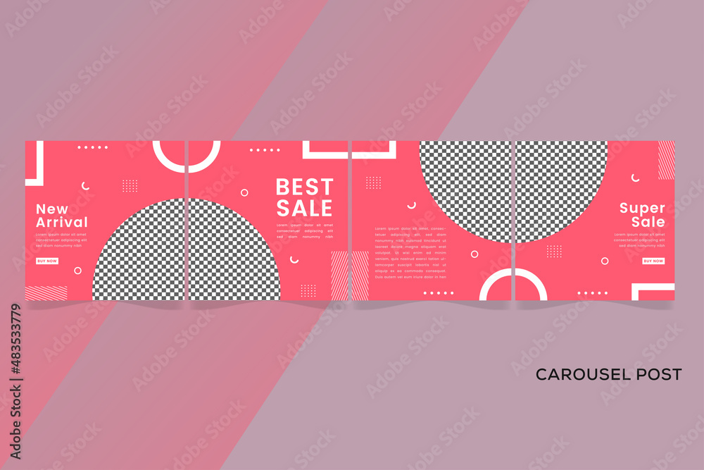 carousel templates banner for fashion big sale with pink color premium ...