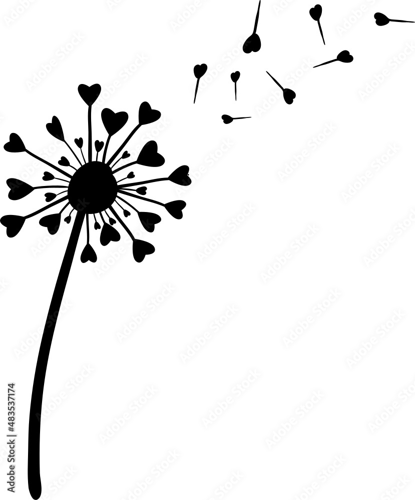 dandelion heart love plant svg vector cut file for cutfile machines for ...