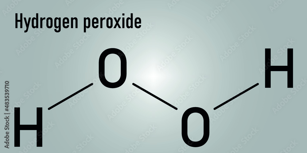 Hydrogen peroxide molecule. Reactive oxygen species, ROS. Used as ...