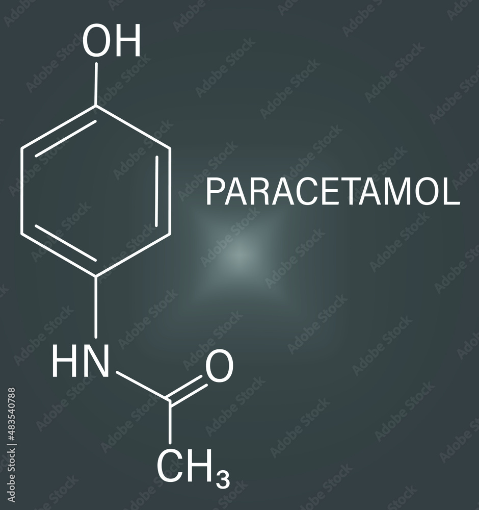 Paracetamol or acetaminophen analgesic drug molecule. Used to reduce ...