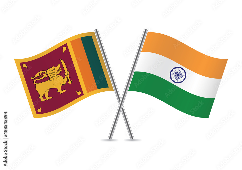 Sri Lanka and India flags. Sri Lanka and Indian flags isolated on white ...