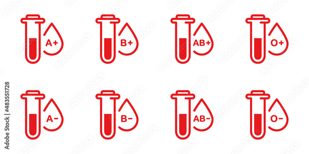 Group of Blood in Test Glass Tube Silhouette Pictogram. Sample of Blood ...