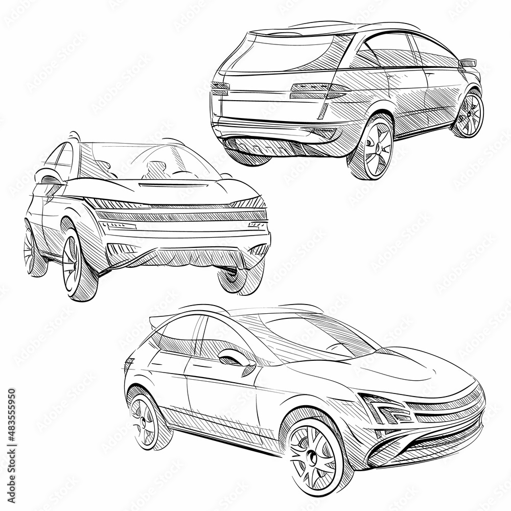 Car concept.Car sketch.Vector hand drawn. Autodesign. Automobile ...