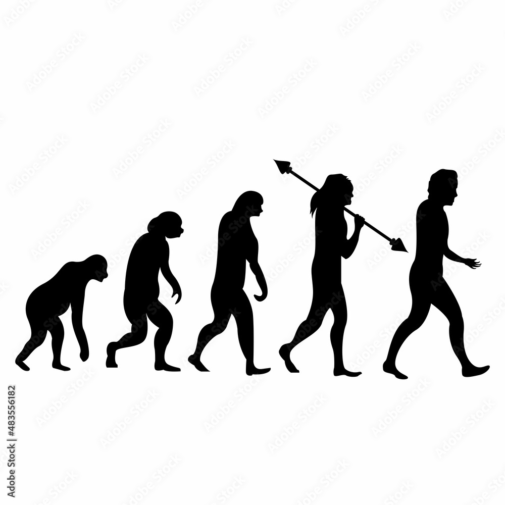 Human evolution. From monkeys to normal humans. Vector character ...