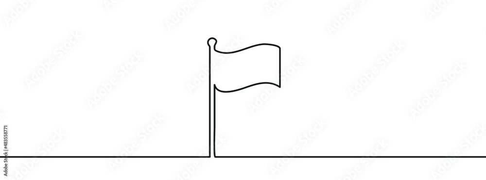 Continuous line drawing of flag. Flag one line icon. One line drawing ...