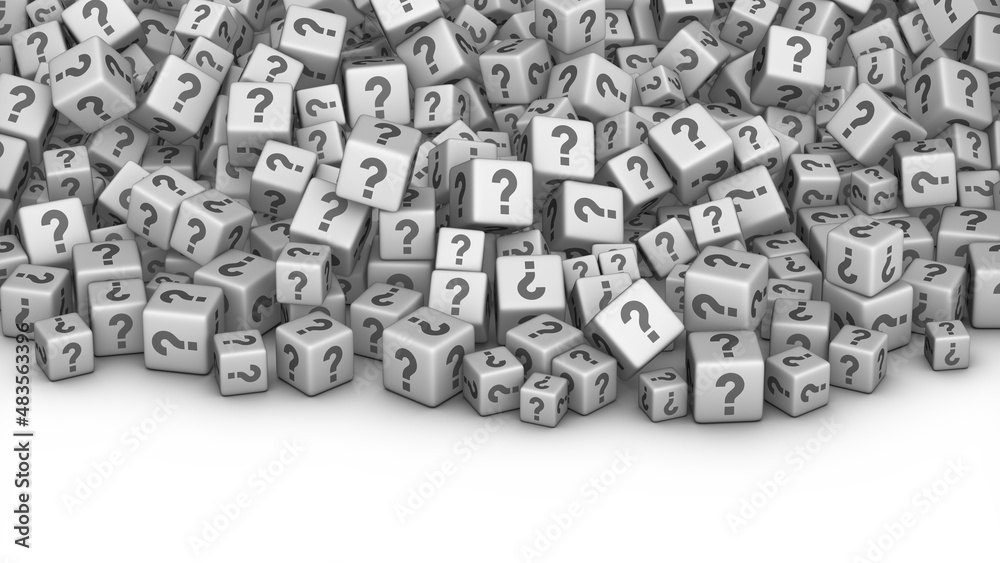 Question Marks Cubic Background. Many White Cubes with Interrogation ...