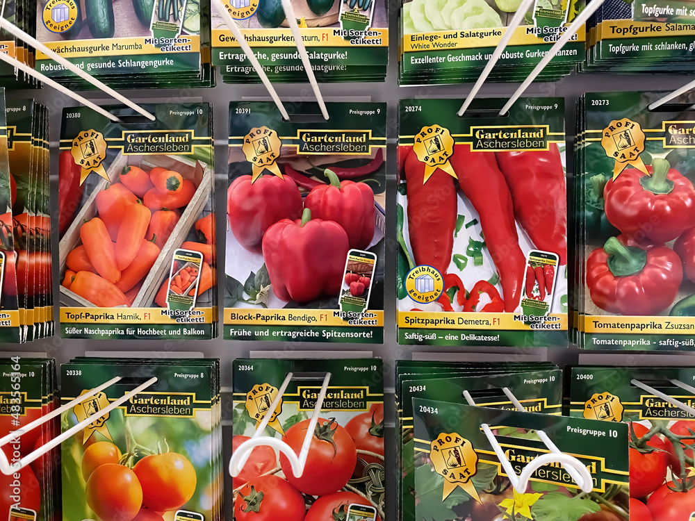 Viersen, Germany - January 9. 2022: View on shelf with variety of packs ...