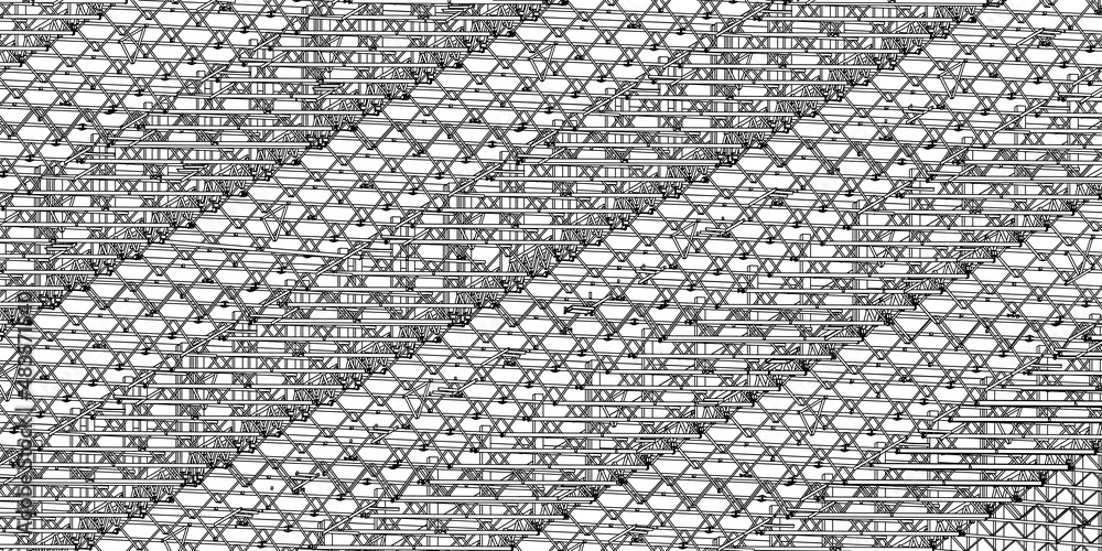 3D steel frames and trusses of a industrial building. Vector ...