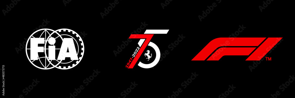 F1 Formula 1 logo. Celebrate 75th Anniversary in 2022. Anniversary logo ...