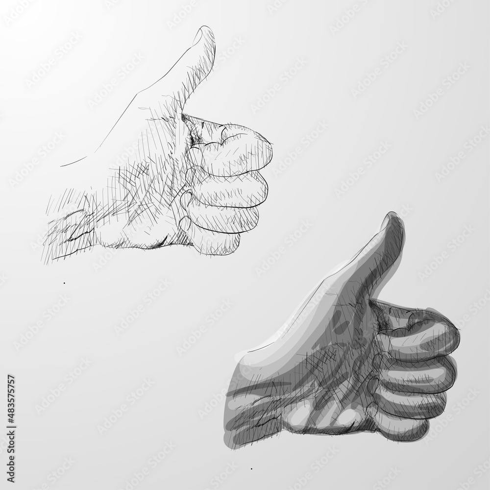 Hand showing symbol Like. Vector illustration. Stock Vector | Adobe Stock