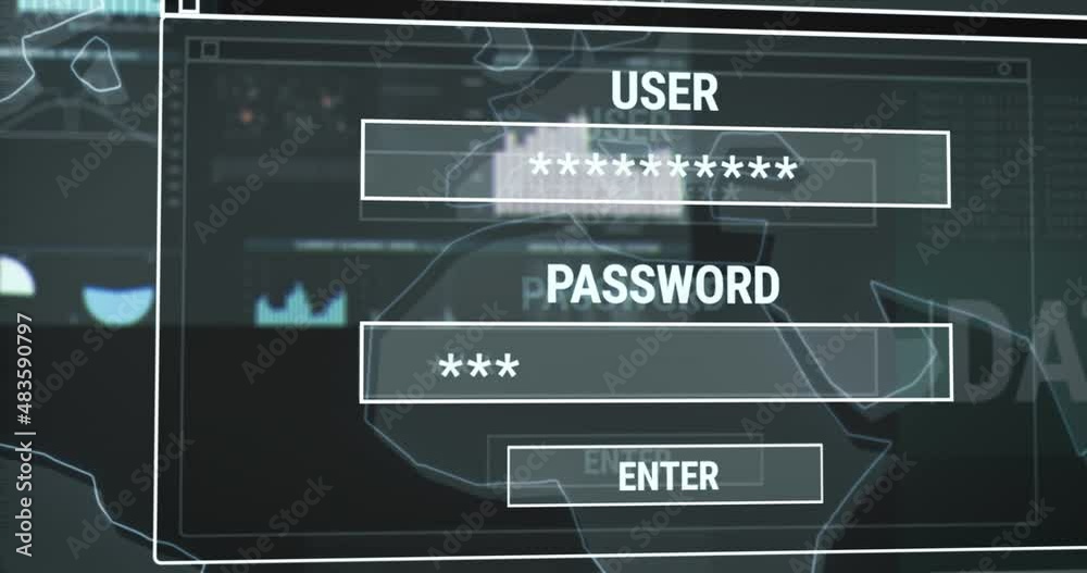 Username password login window virtual screen cyber security access ...
