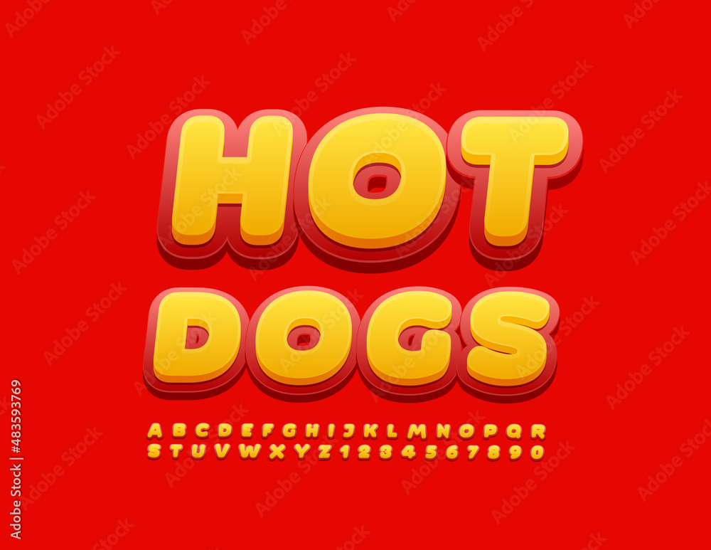 Vector bright sign Hot Dogs with Red and White Font. Modern set of ...