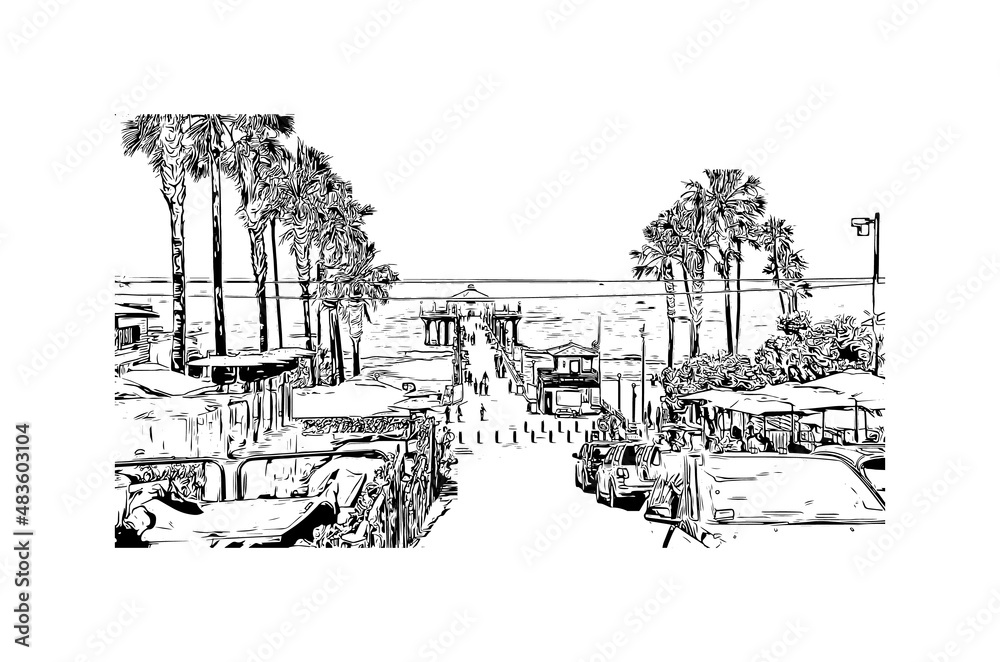 Building view with landmark of Manhattan Beach is the city in ...