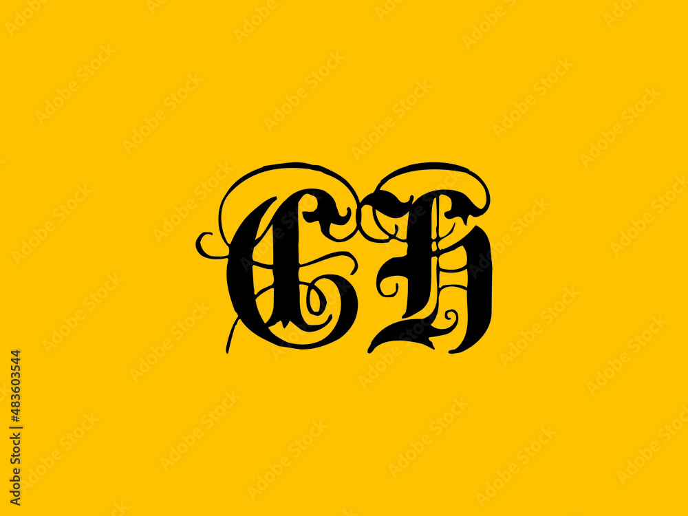 letter CH logo vector, unique calligraphy CH unusual design logo ...