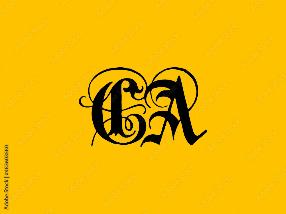 letter CA logo vector, unique calligraphy CA unusual design logo ...