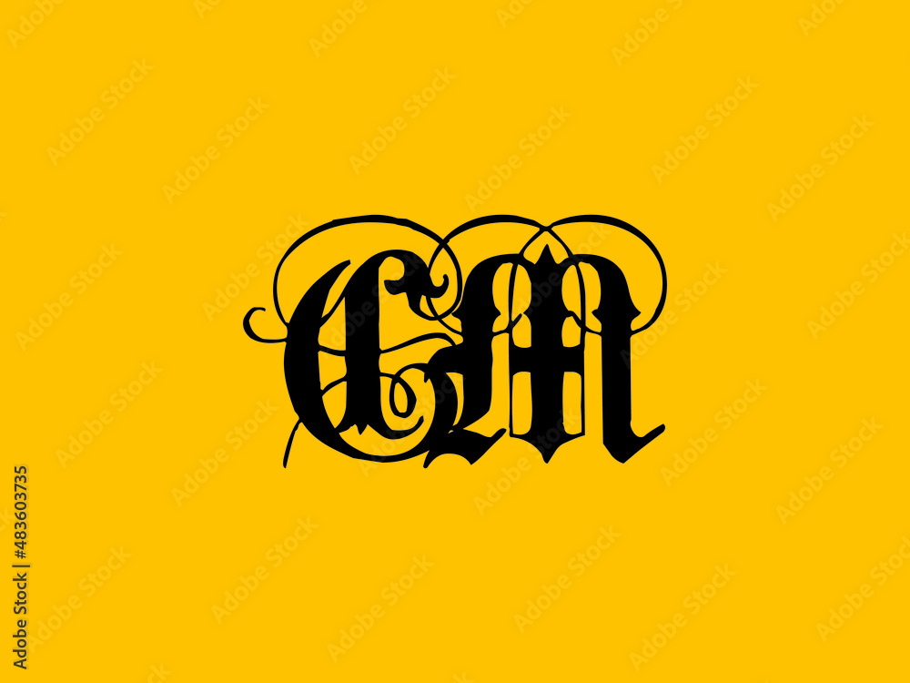 letter CM logo vector, unique calligraphy CM unusual design logo ...