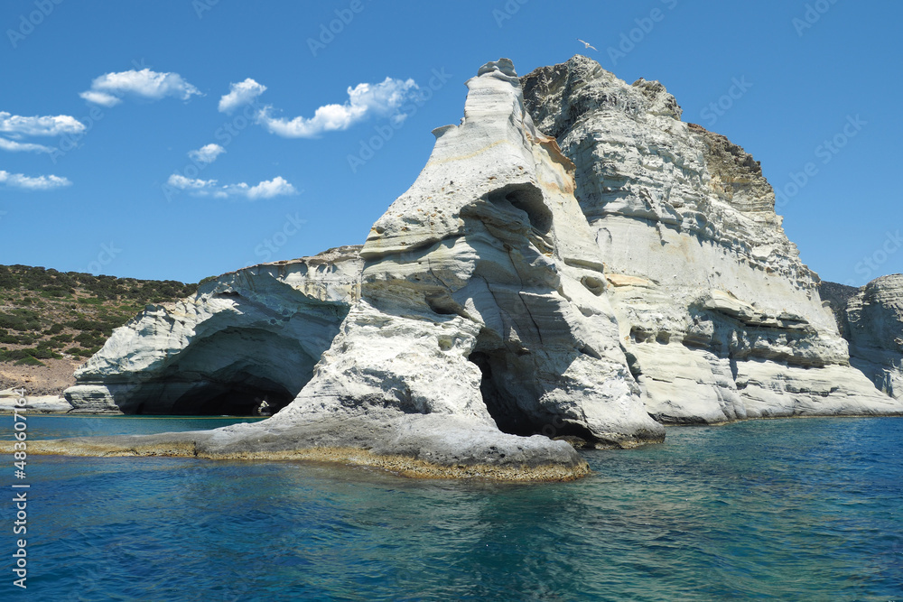 Beautiful Kleftiko, a scenic white volcanic rock formation bay visited ...