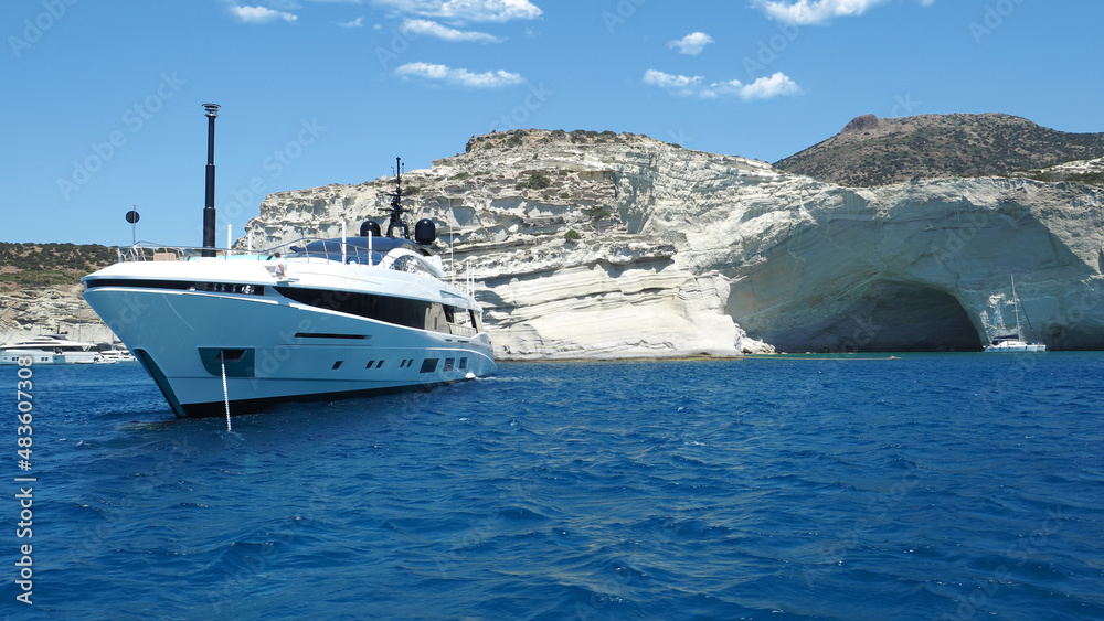 Beautiful Kleftiko, a scenic white volcanic rock formation bay visited ...