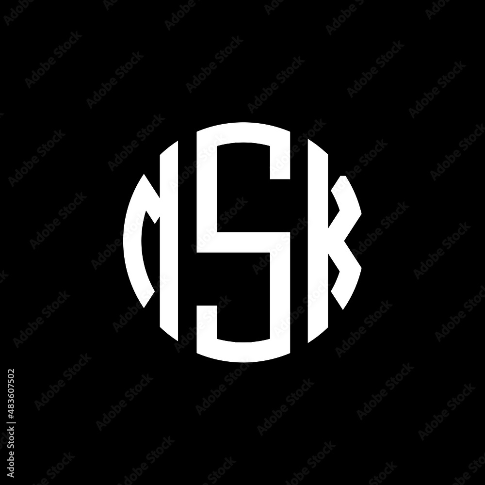 MSK letter logo design. MSK modern letter logo with black background ...