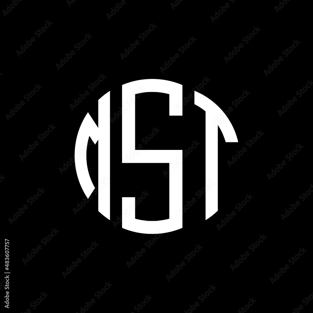 MST letter logo design. MST modern letter logo with black background ...