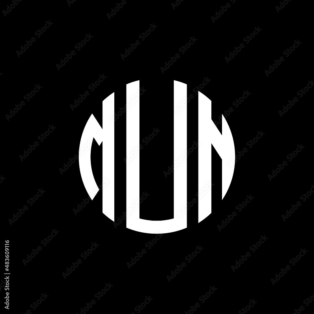 MUN letter logo design. MUN modern letter logo with black background ...