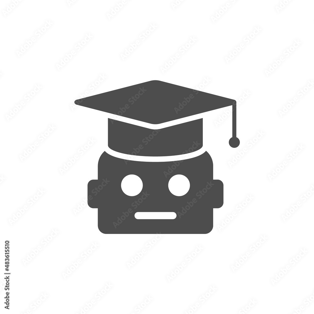 machine learning silhouette vector icons isolated on white. cyber ...