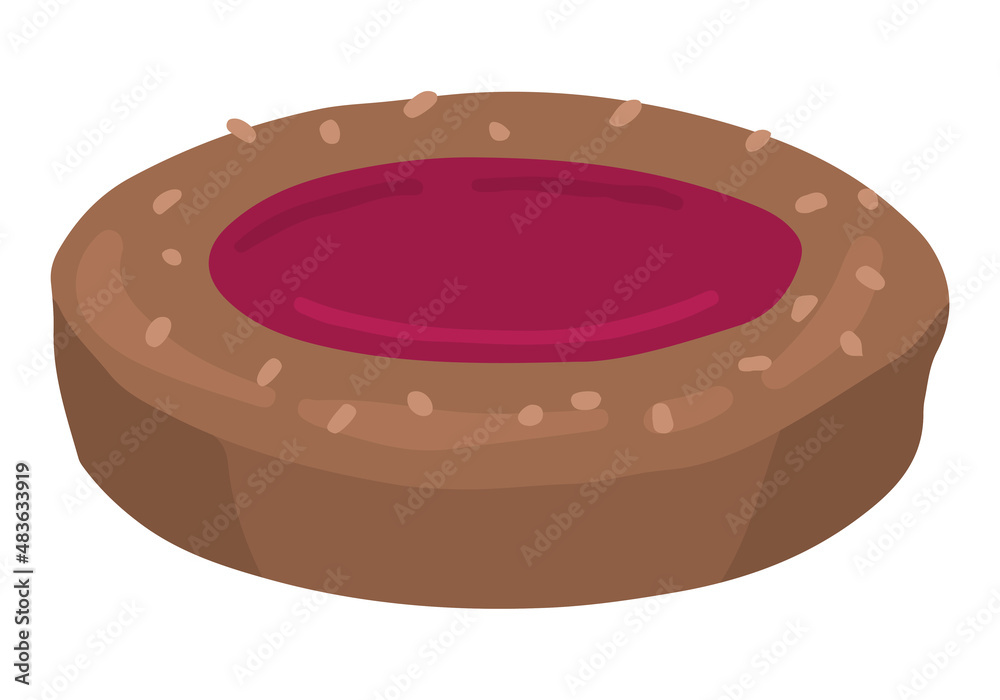 Cookie with jam, dessert. Hand drawn vector illustration in flat style ...