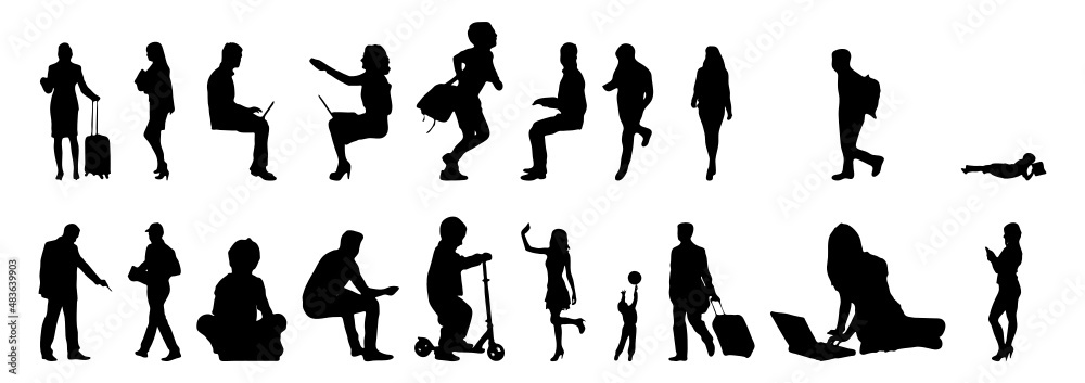 Vector silhouettes, Outline silhouettes of people, Contour drawing ...