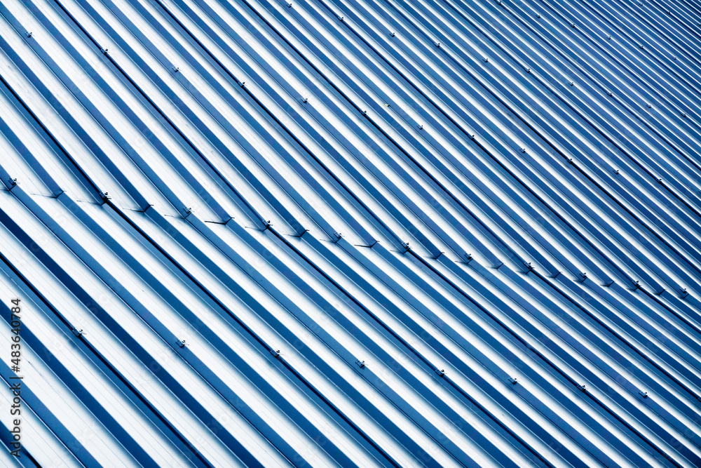 Corrugated metal profile roof installed on a barn house. The roof of ...