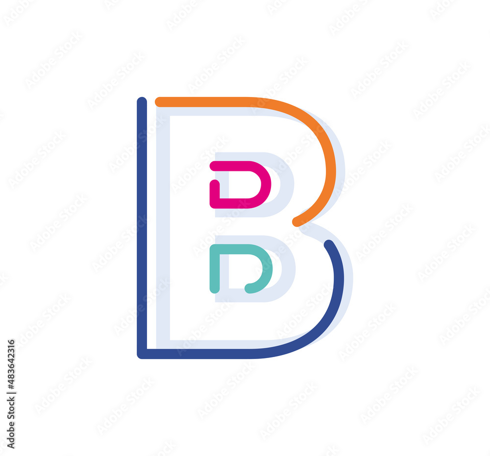 Abstract Letter B Line Colorful linear logotype. modern letter lines ...