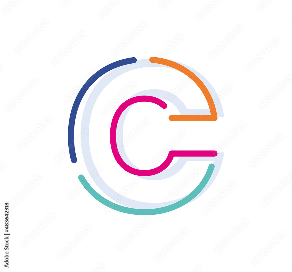 Abstract Letter C Line Colorful linear logotype. modern letter lines ...