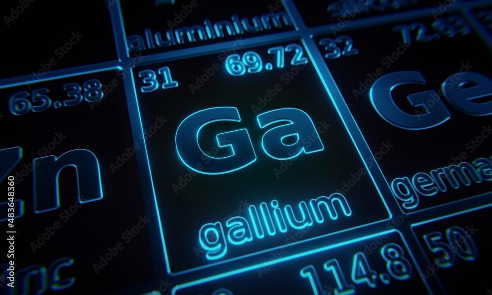 Poster Focus on chemical element Gallium illuminated in periodic table ...