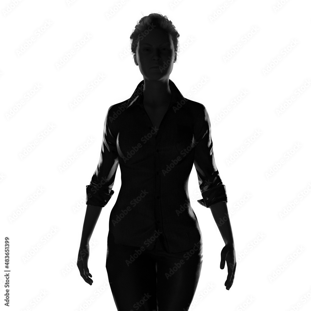 Silhouette of thinking woman. Mindfulness. 3d render, concept Closeup ...