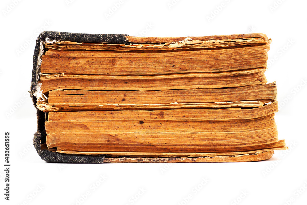 Opening of the Old Ancient Big Book. Old book on an isolated white ...