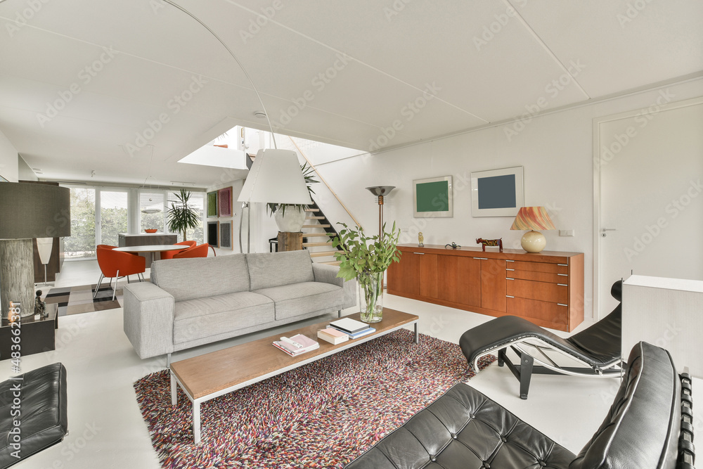 Interior of luxury living room in residential house Stock Photo | Adobe ...