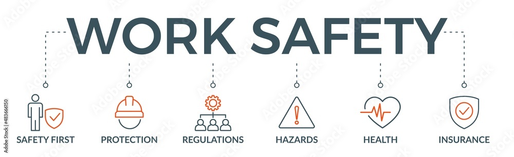 Work safety banner web icon vector illustration for occupational safety ...