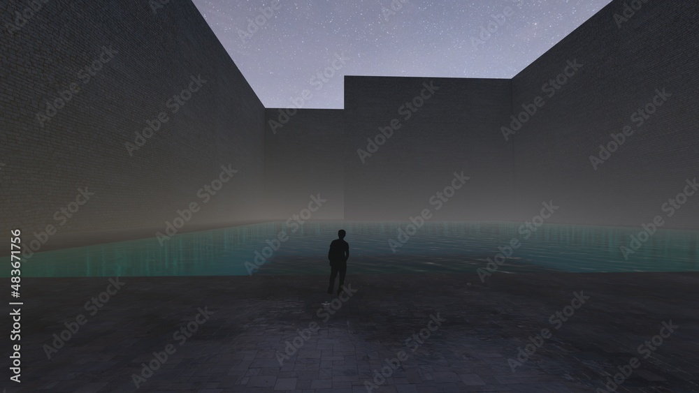 liminal space giant structure Stock Illustration | Adobe Stock