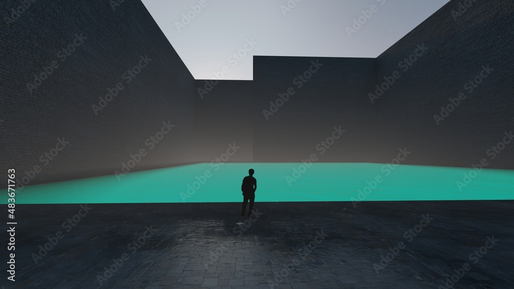 liminal space giant structure Stock Illustration | Adobe Stock