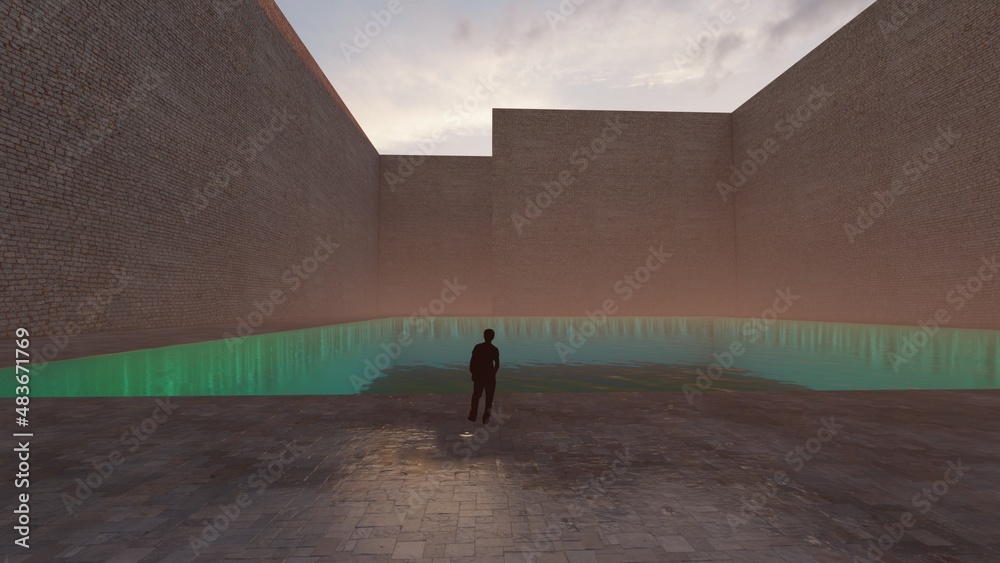 liminal space giant structure Stock Illustration | Adobe Stock