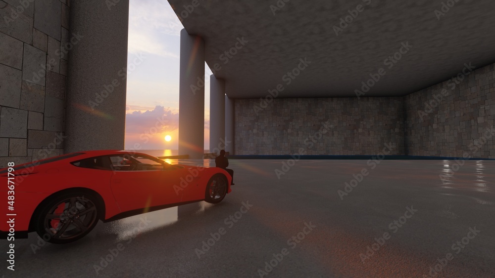 liminal space giant structure Stock Illustration | Adobe Stock