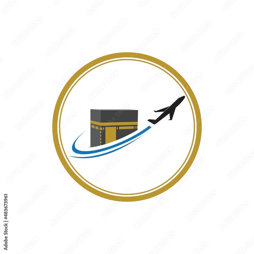 mecca travel logo, Al haj & umrah mubarak tour symbol Stock Vector ...