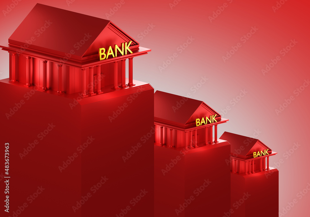 bank building is located on different levels. Banking structure ...