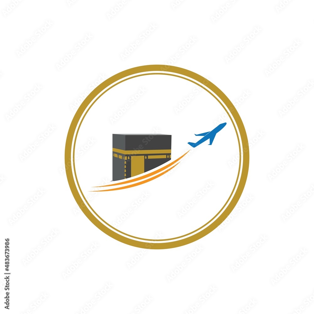 mecca travel logo, Al haj & umrah mubarak tour symbol Stock Vector ...